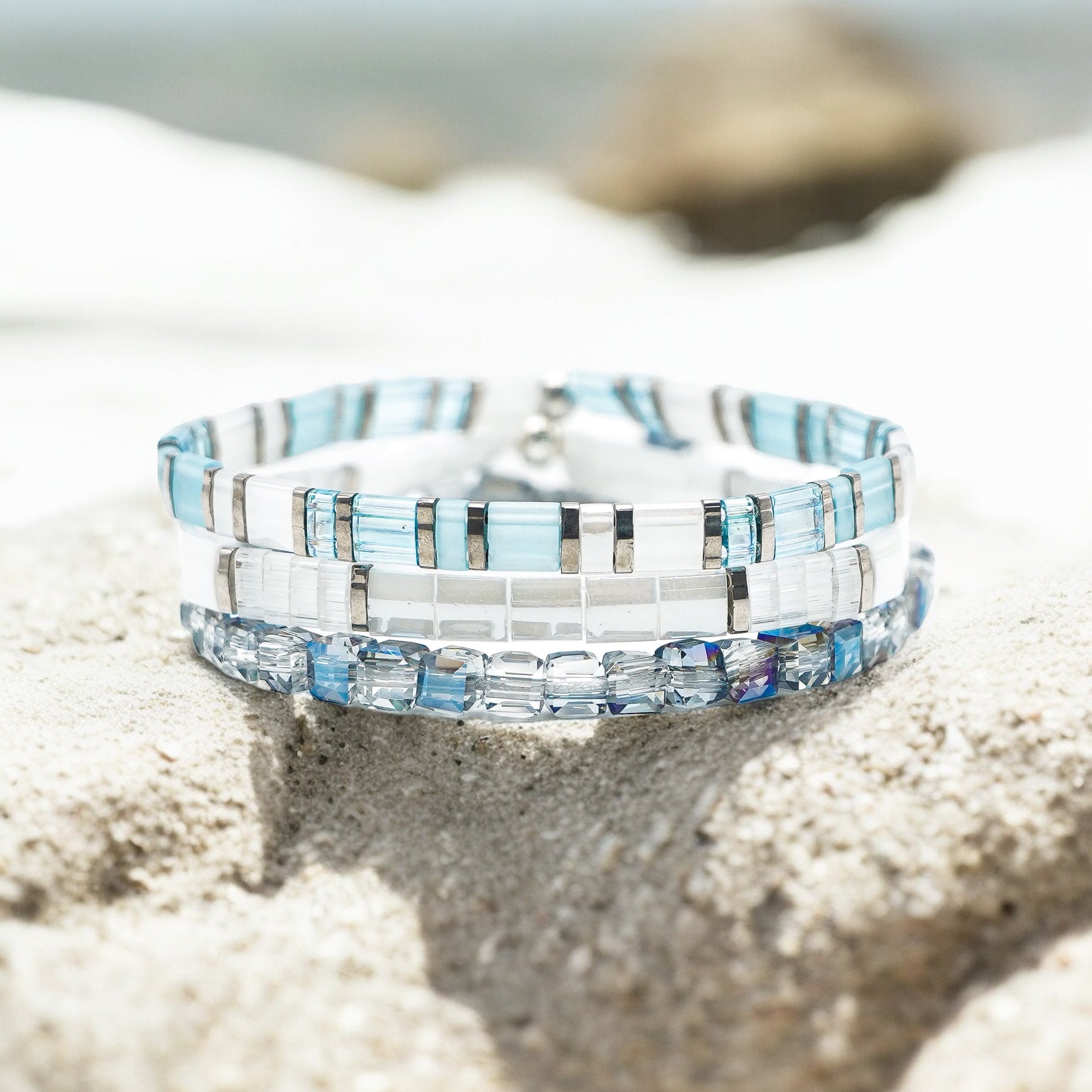 River of Ice - Tila Bead Bracelet Stack – Mack & Rex