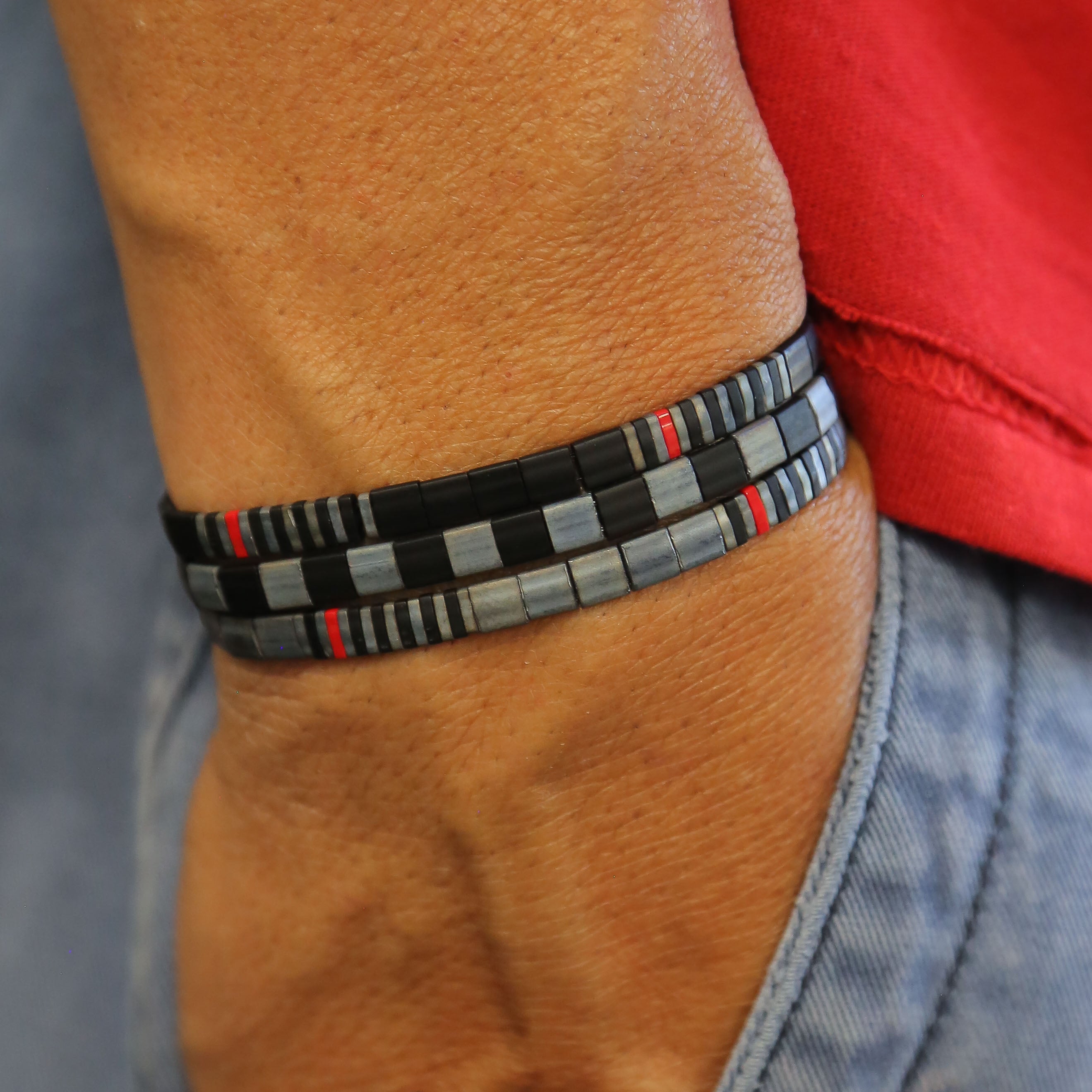 Mack & Rex Backdraft Tila Bead Bracelet Stack - Men'S Waterproof Beaded ...