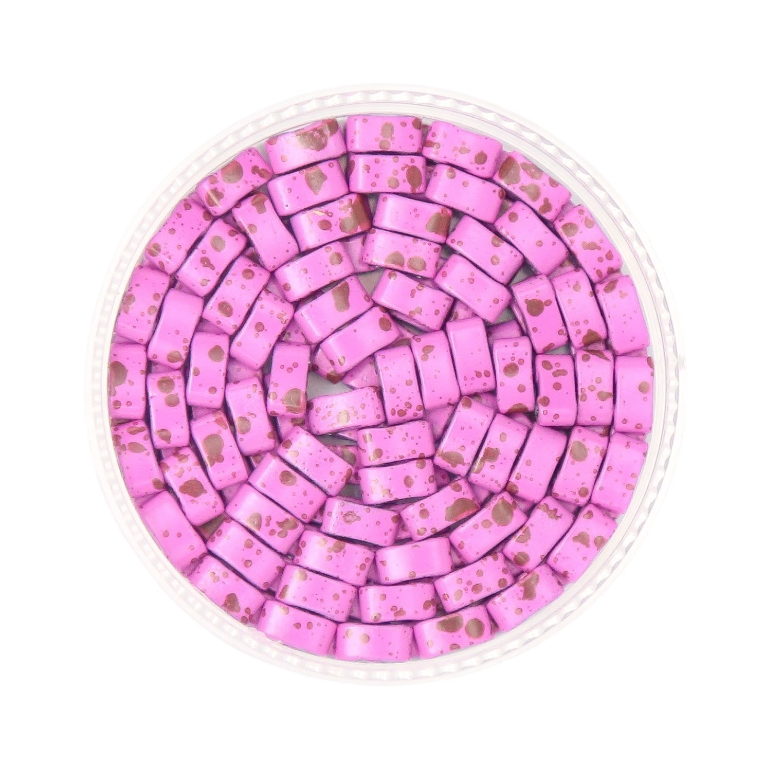 Mack & Rex Dirty Fuchsia Half Tile Beads - Hematite Color-Coated 2-Hole ...