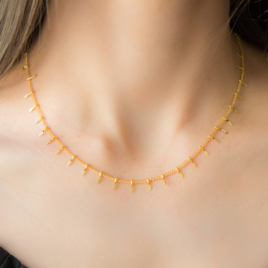 Spurs GOLD Necklace 18K Gold Plated Tassel Spine Choker Spurs GOLD Necklace 18K Gold Plated Tassel Spine Choker