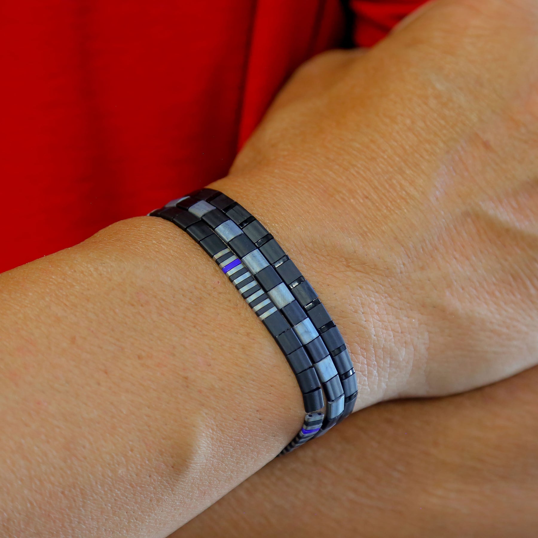 THIN BLUE LINE in Black - POLICE BRACELET – Mack & Rex